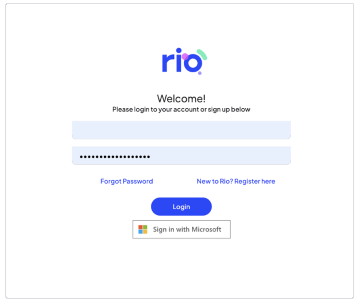 How do I log into Rio with my organisation's Microsoft account?